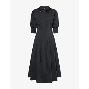 Simkhai Signature Jazz Embellished Cotton-blend Midi Dress - Black