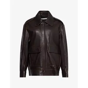 Nour Hammour Drey Exclusive Textured Leather Jacket - Chocolate