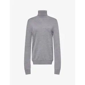 THE FRANKIE SHOP Eve Thin Turtleneck Wool Sweater - Light Grey