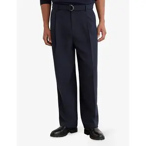 REISS Atwell Belted Relaxed-fit Stretch-woven Trousers