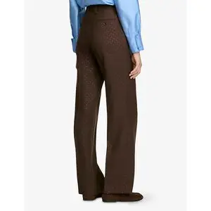 Sandro Rhinestone-embellished Straight-leg High-rise Wool-blend Trousers