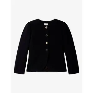 Sandro Button-embellished Round-neck Tweed Jacket