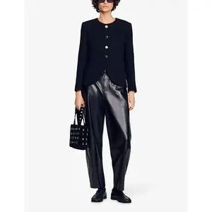 Sandro Button-embellished Round-neck Tweed Jacket