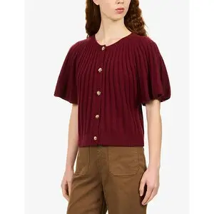 FRAME The Flutter Wool-cashmere Knit Cardigan - Deep Garnet