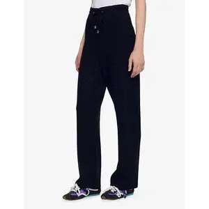 Sandro Rhinestone Drawstring-waist Cashmere-blend Jogging Bottoms