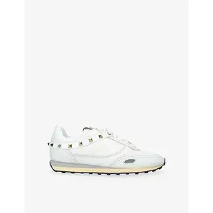 Valentino Garavani Stud Up Leather And Woven Trainers