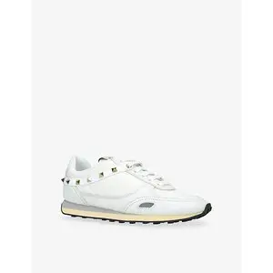 Valentino Garavani Stud Up Leather And Woven Trainers