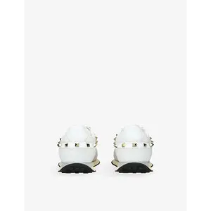 Valentino Garavani Stud Up Leather And Woven Trainers