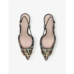 Valentino Garavani Vlogo Signature 80 Leather Slingbacks