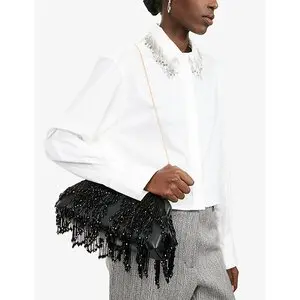 Simkhai Pia Beaded-fringe Leather Clutch