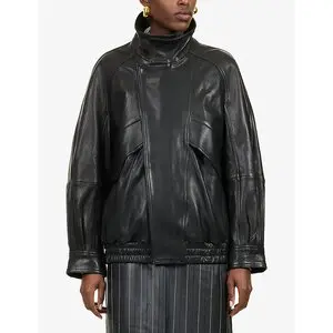 Nour Hammour Ariste High-collar Leather Jacket