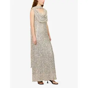 NEVER FULLY DRESSED Sophie Draped Sequin Maxi Dress