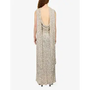 NEVER FULLY DRESSED Sophie Draped Sequin Maxi Dress