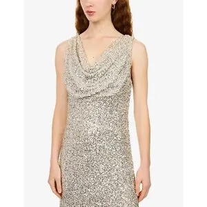 NEVER FULLY DRESSED Sophie Draped Sequin Maxi Dress