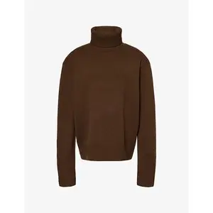THE FRANKIE SHOP Gala Padded Turtleneck Wool Jumper - Brown