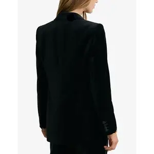 REISS Wren Satin-trim Single-breasted Velvet Blazer