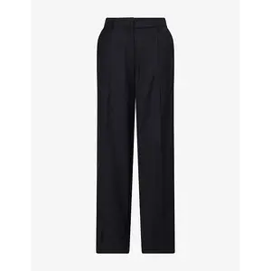 THE FRANKIE SHOP Ina Piped Wide-leg Wool Trousers - Black