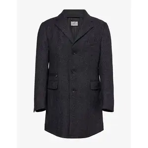 Corneliani Herringbone Wool Coat - Navy Multi