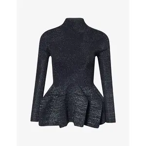 CFCL Pottery Glitter Ribbed-knit Top - Black-multi