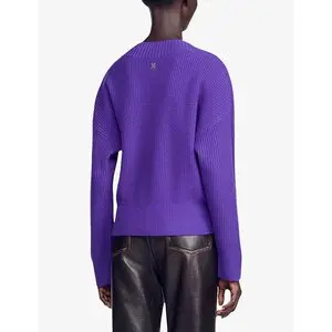 Sandro Ribbed-knit V-neck Wool And Cashmere Jumper