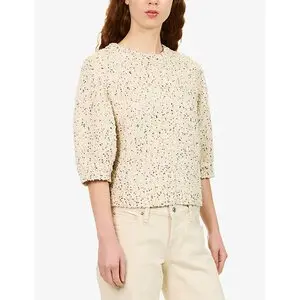 FRAME The Confetti Short-sleeve Knit Sweater