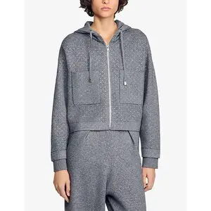 Sandro Rhinestone-embellished Hooded Knitted Cardigan