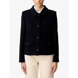 Claudie Pierlot Faux Fur-collar Boxy-fit Wool-blend Jacket
