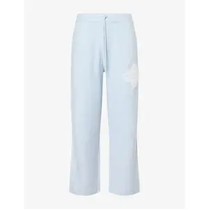 THE COUTURE CLUB Fluffy Straight-leg Knitted Jogging Bottoms - Blue