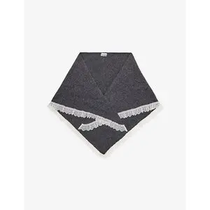 GANNI Lace-trimmed Wool Scarf - Phantom