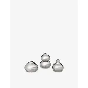 FERM LIVING Komo Set Of 3 Stoneware Mini Vases - Silver