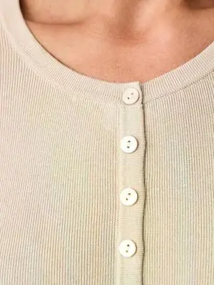 MOS MOSH Henley-neck Ribbed Sweater