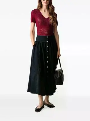 MORGAN Jirina Button-front Flared Denim Skirt