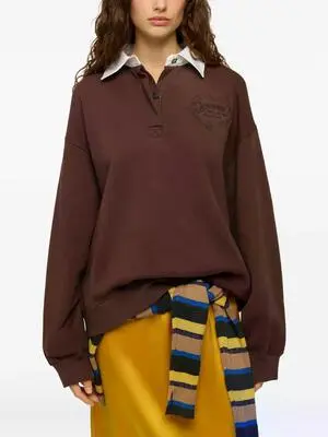 GANNI Polo Shirt With Heart Embroidery