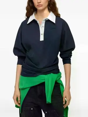 GANNI Polo Shirt In Navy Jersey