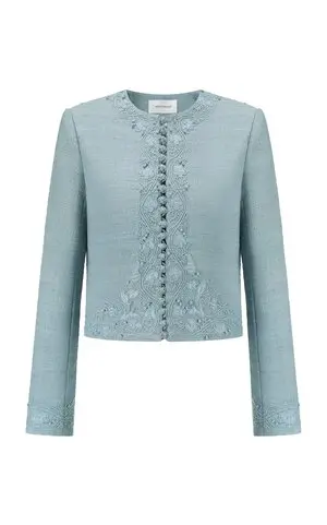 INTO THE EAST Embroidered Silk Jacket - Blue