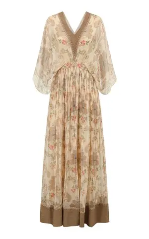 INTO THE EAST Floral Pleated Silk Maxi Dress - Multi