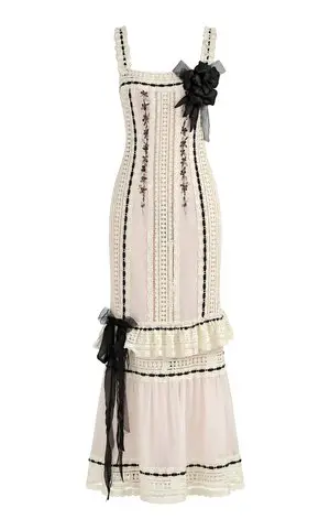 SALMA OSMAN Lace Panel Draped Silk-blend Gown - Multi