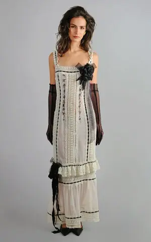 SALMA OSMAN Lace Panel Draped Silk-blend Gown