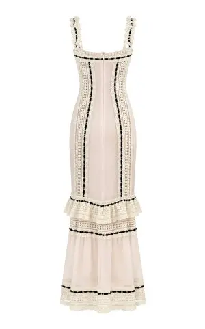 SALMA OSMAN Lace Panel Draped Silk-blend Gown