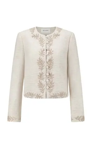 INTO THE EAST Oat Embroidered Linen Jacket - Neutral