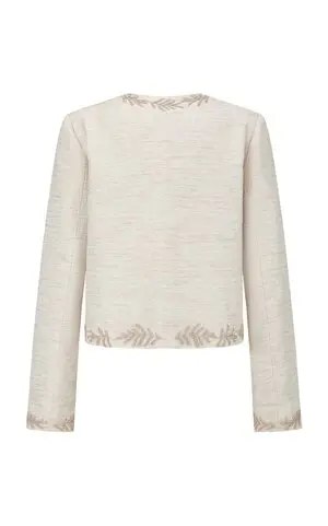 INTO THE EAST Oat Embroidered Linen Jacket