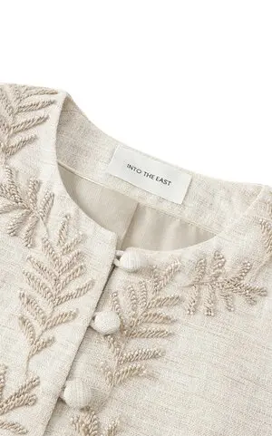 INTO THE EAST Oat Embroidered Linen Jacket
