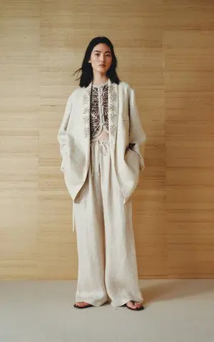 INTO THE EAST Oat Linen Wide-leg Pants - Neutral