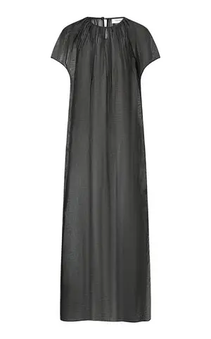 INTO THE EAST Minimalist Linen-silk Maxi Dress - Black