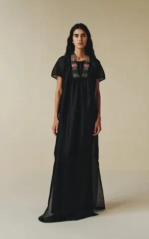 INTO THE EAST Minimalist Linen-silk Maxi Dress