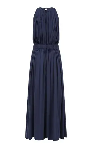 INTO THE EAST Ruched Wool Maxi Dress - Navy