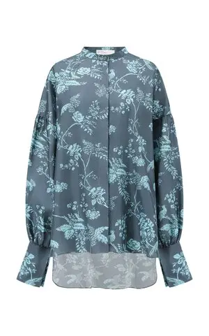 INTO THE EAST Bird And Flower Silk Shirt