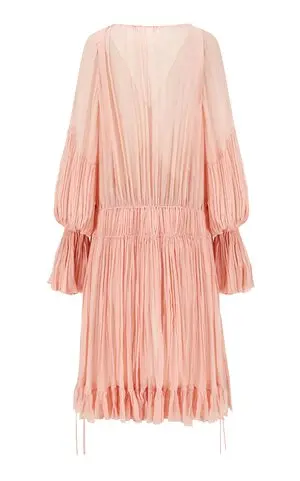 INTO THE EAST Ruffled Silk Midi Dress