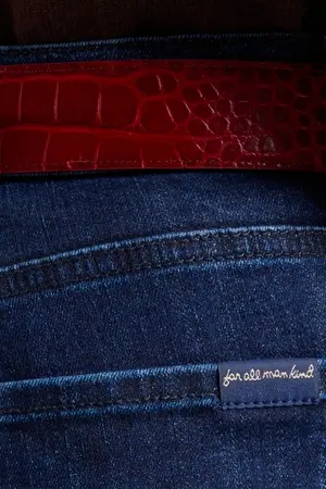 7 For All Mankind Dark Wash Straightleg Rollcuff Jeans