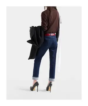 7 For All Mankind Dark Wash Straightleg Rollcuff Jeans